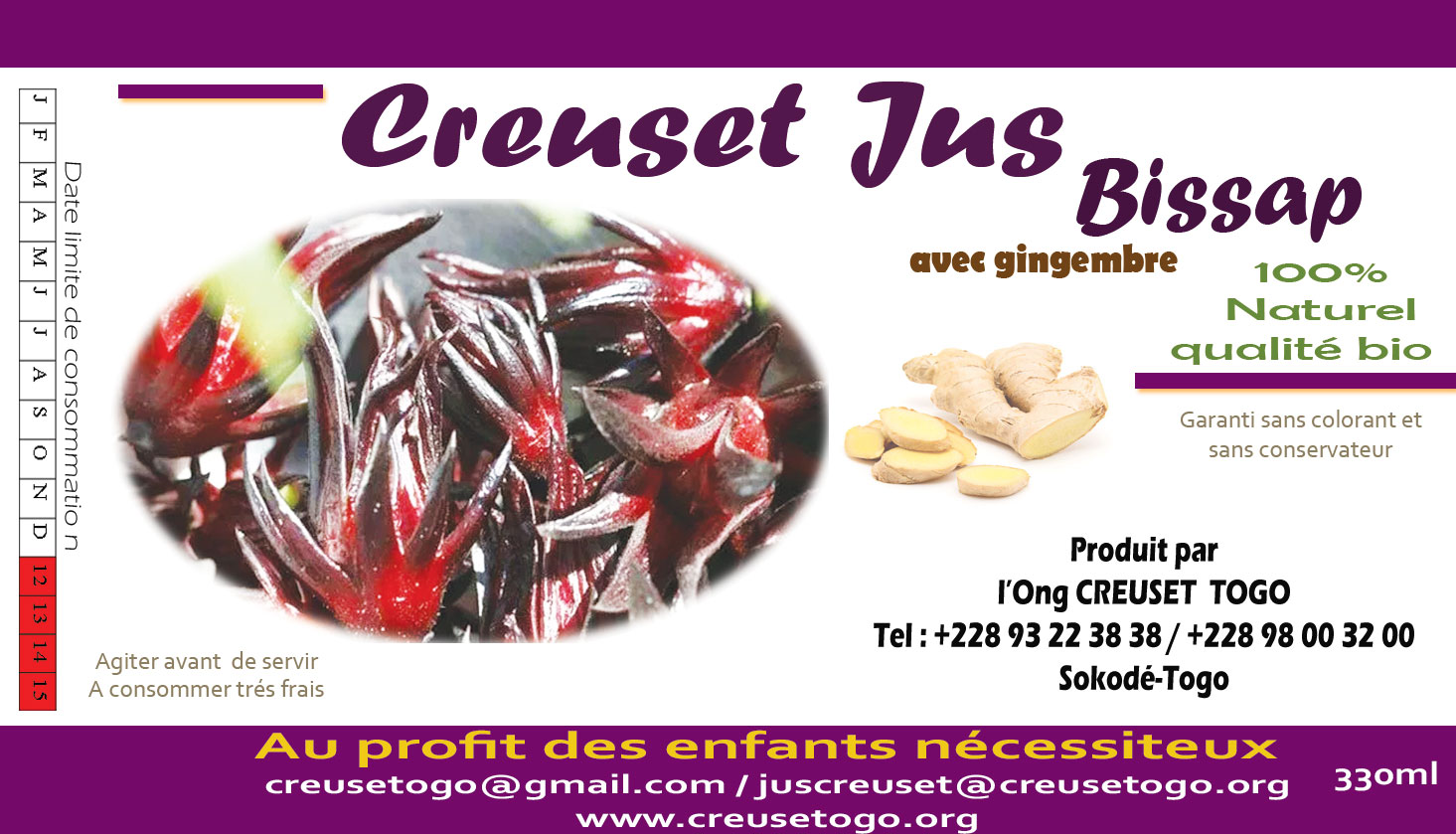 ETIQUETTE CREUSET JUS BISSAP AVEC GINGEMBRE Creuset Togo ETIQUETTE CREUSET JUS BISSAP AVEC GINGEMBRE Creuset Togo